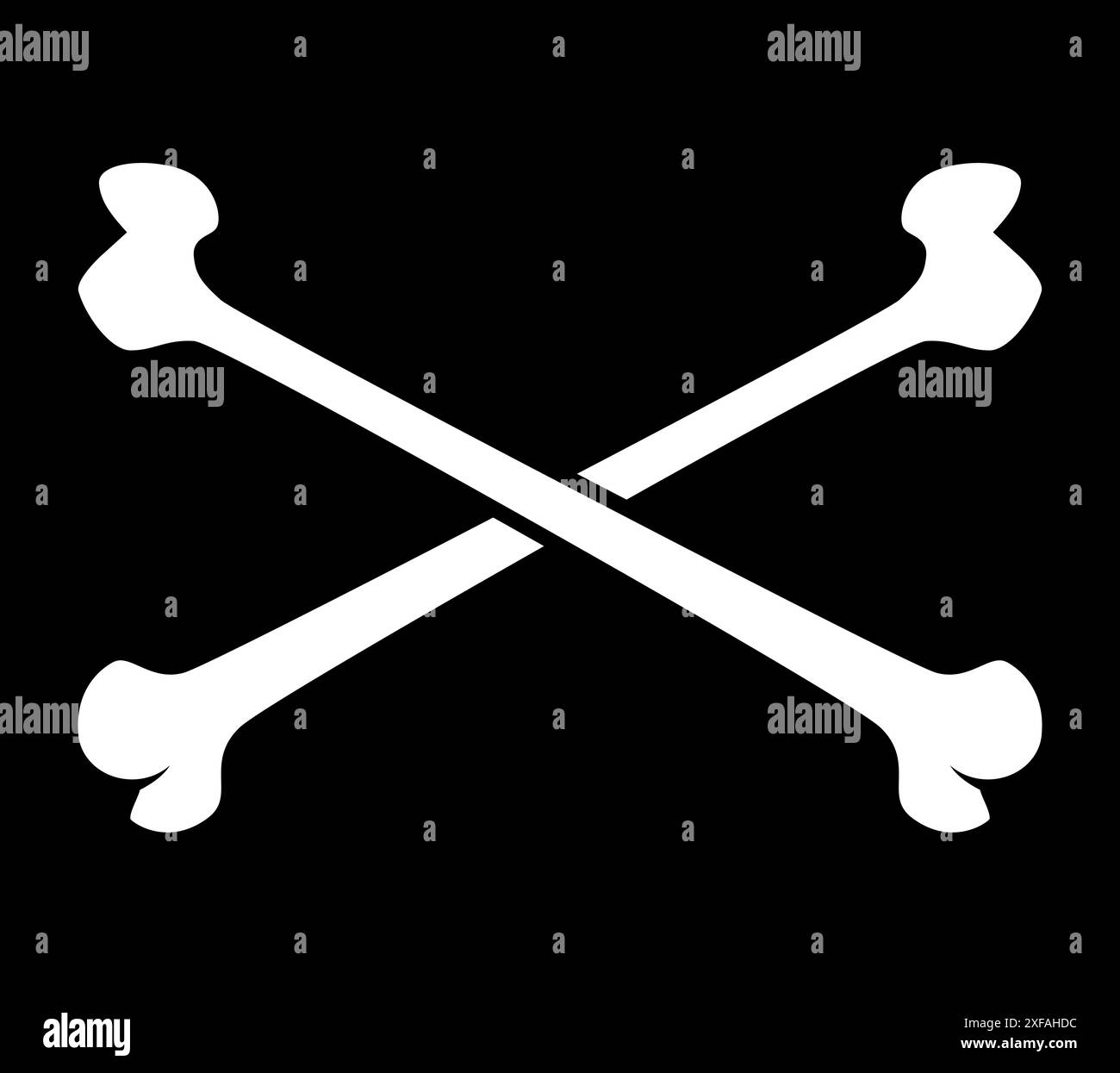 white crossbones, black and white vector illustration of crossed bones ...