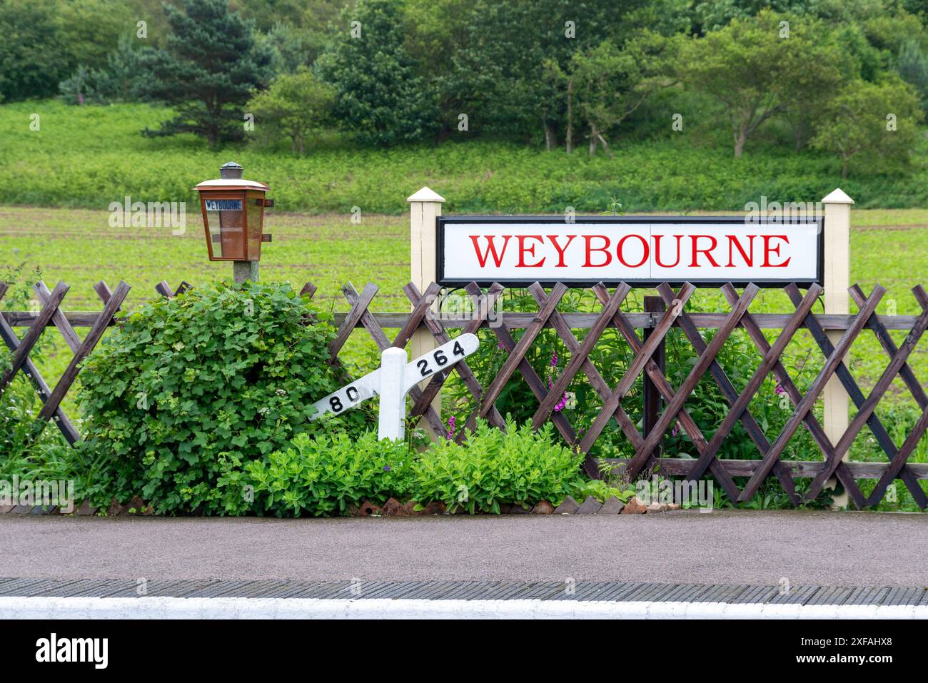 Weybourne train station sign, part of the restored historic Poppy Line ...
