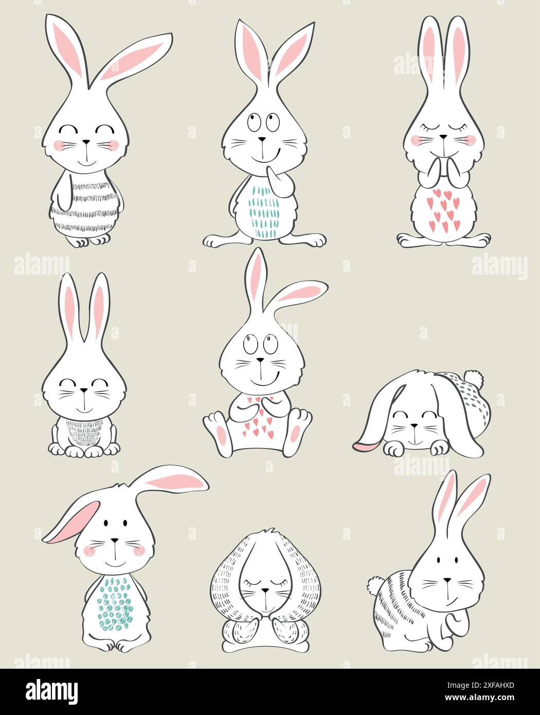 Set of cartoon rabbits with great emotions Stock Vector Image & Art - Alamy