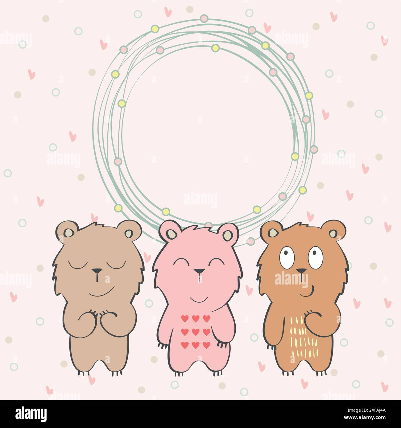 Cute hand drawn frame with cartoon bears Stock Vector Image & Art - Alamy