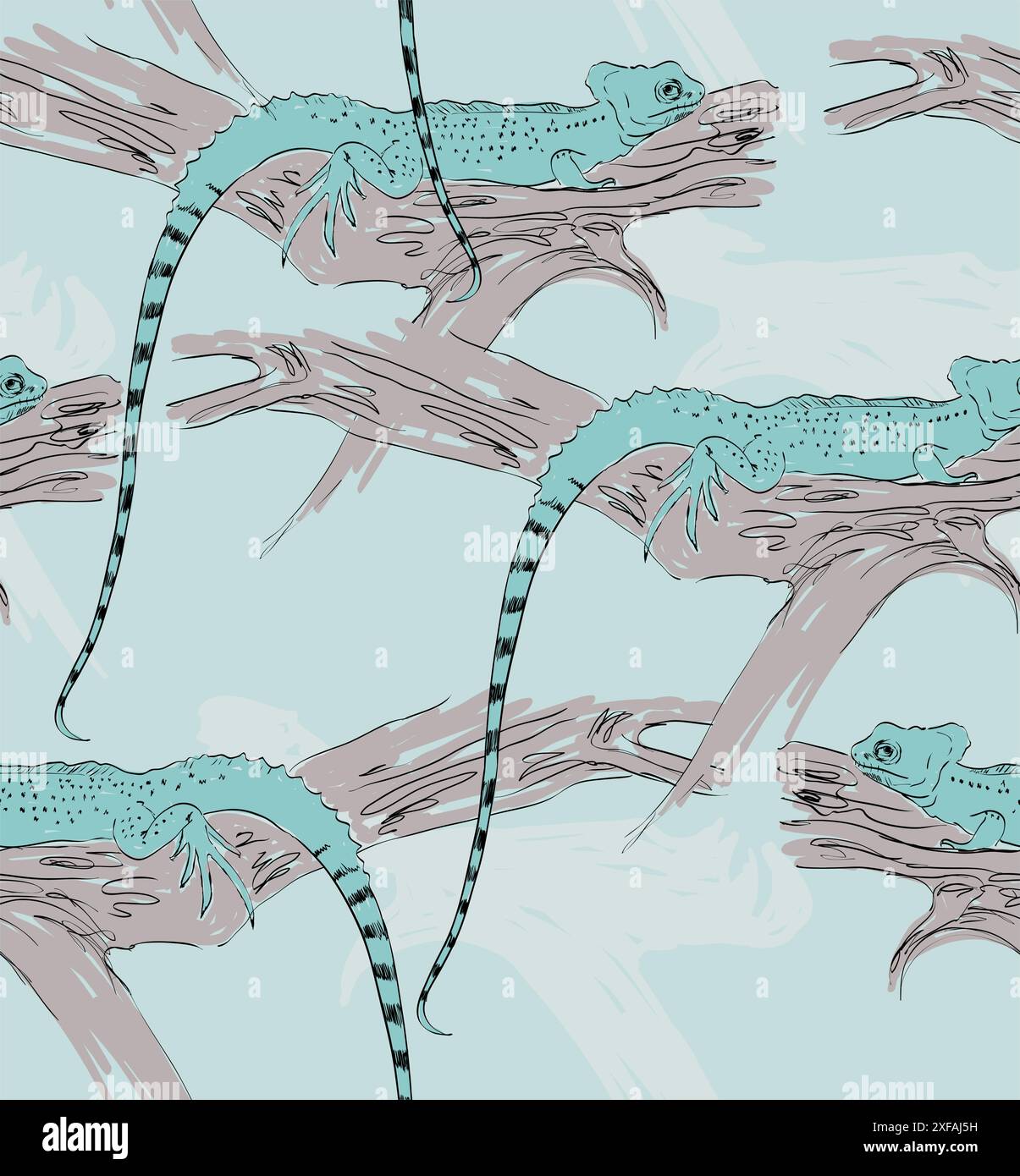 vector sketch of a lizard. Seamless pattern Stock Vector Image & Art ...