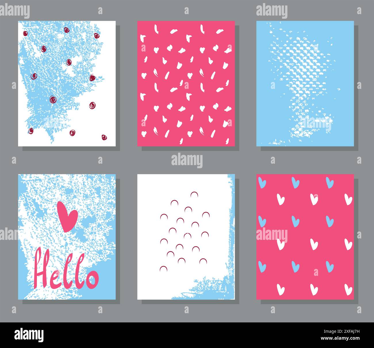 Hand drawn set artistic cards.Collection of creative backgrounds Stock Vector Image & Art - Alamy