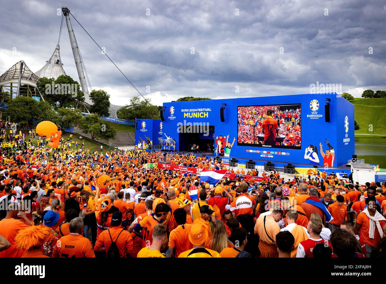 MUNICH - Dutch fans prior to the eighth final match in the Fanzone at ...