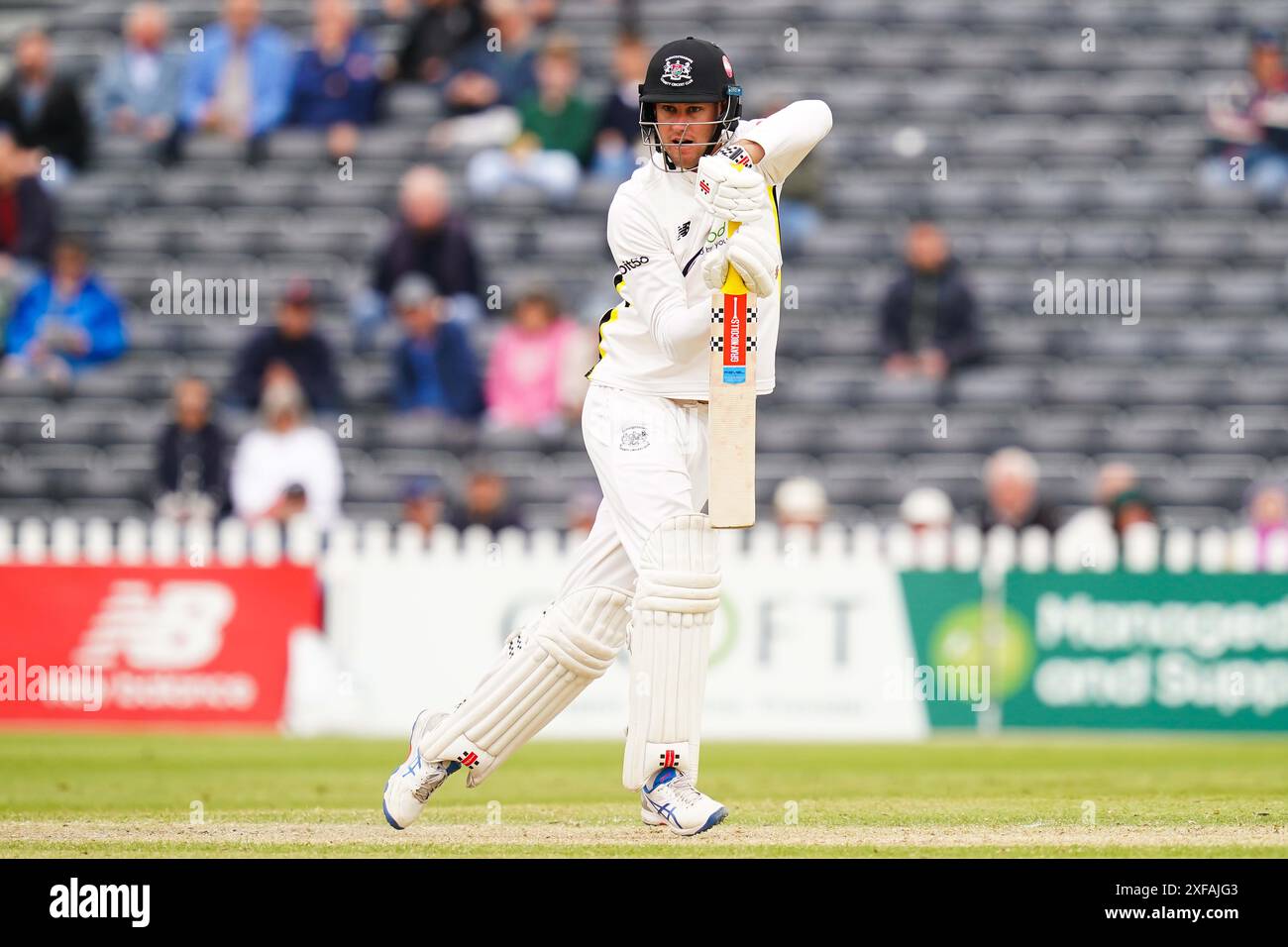 Cheltenham, UK, 2 July 2024. Gloucestershire's Beau Webster batting ...