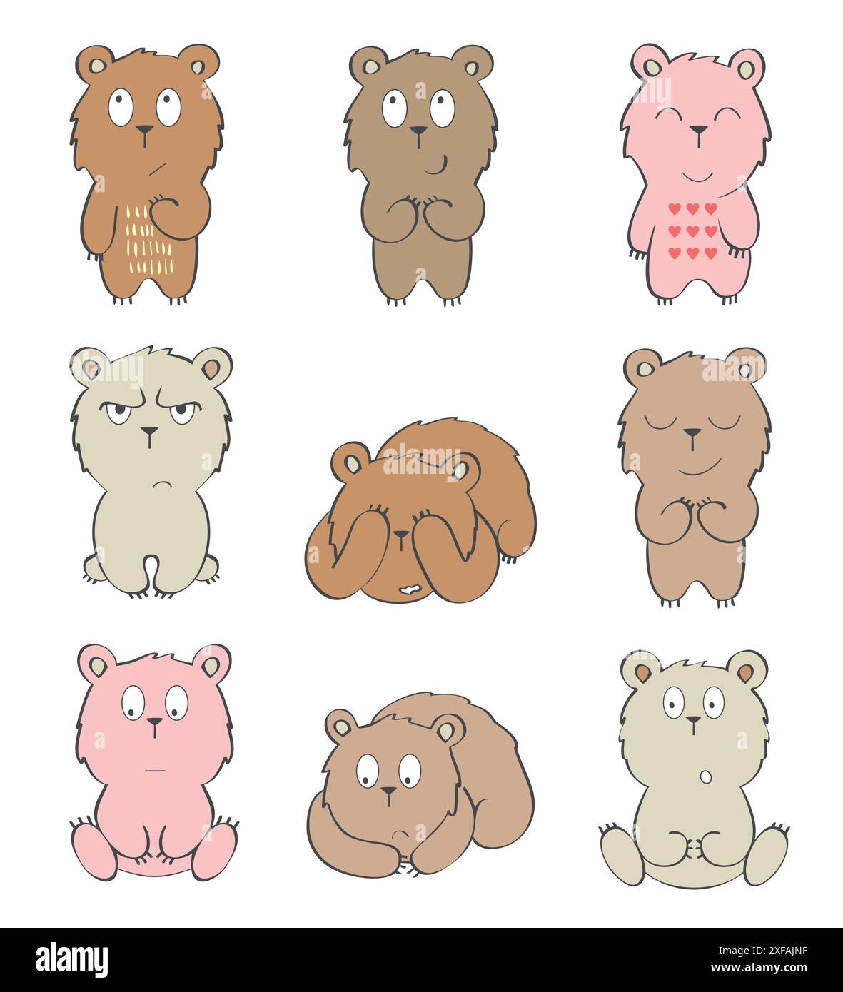 Set of cartoon bears with various emotions Stock Vector Image & Art - Alamy