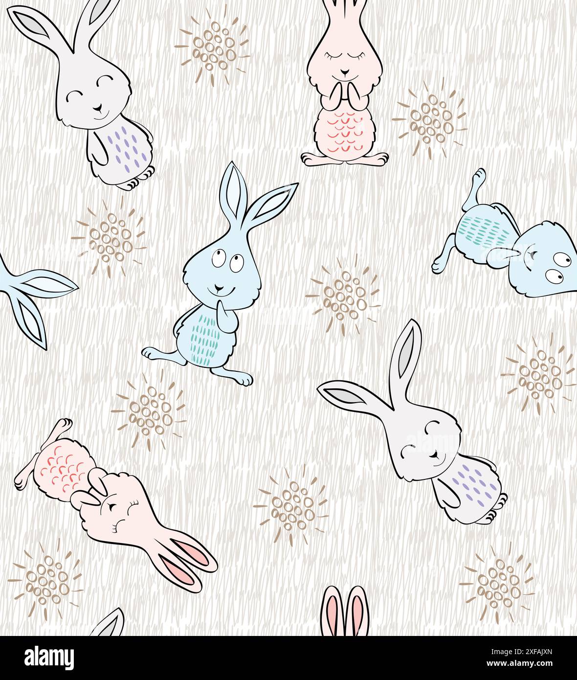 Vector seamless pattern with cartoon cute bunny Stock Vector Image ...