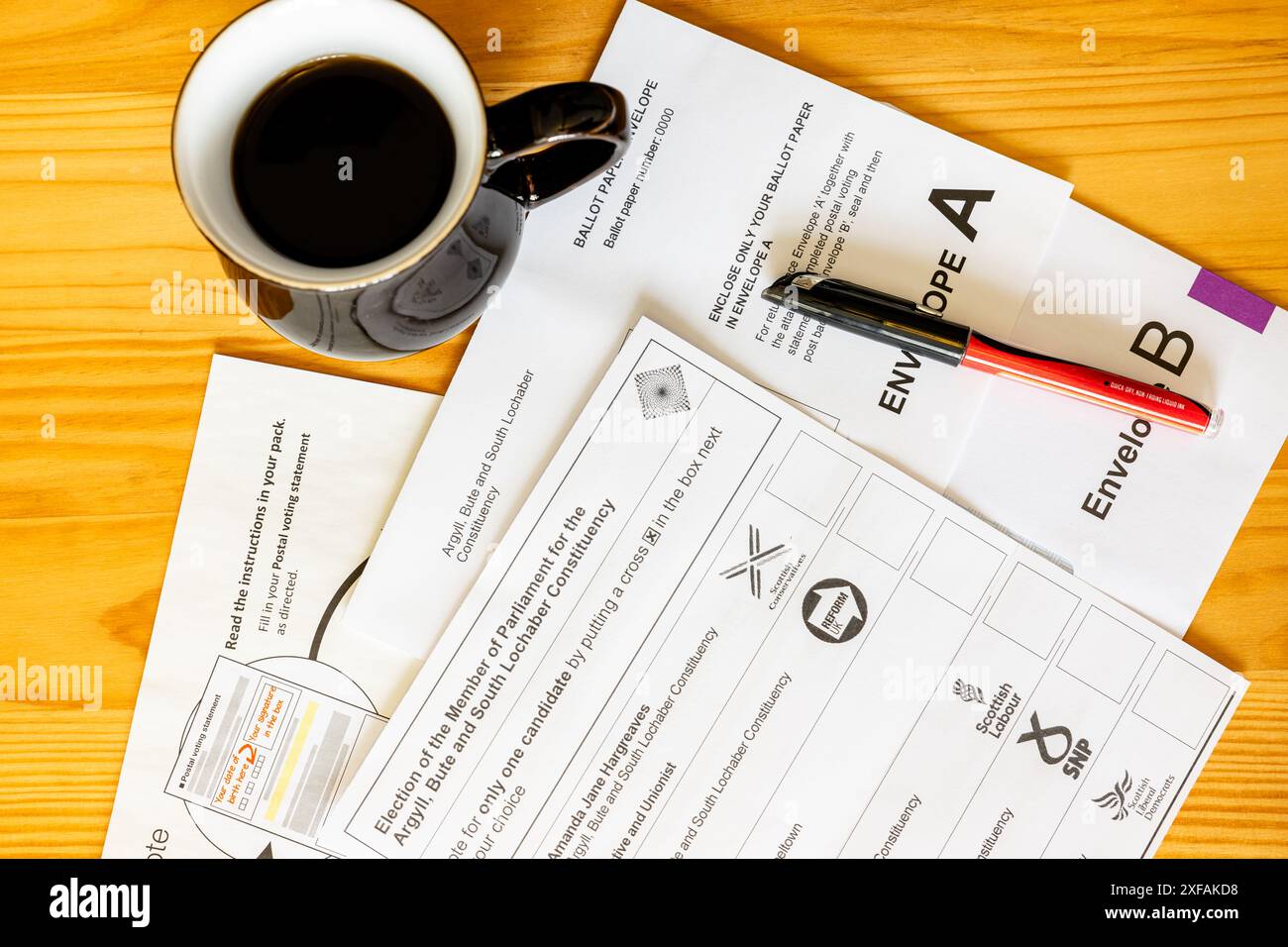 Postal voting statement or ballot paper for Argyll, Bute and South ...