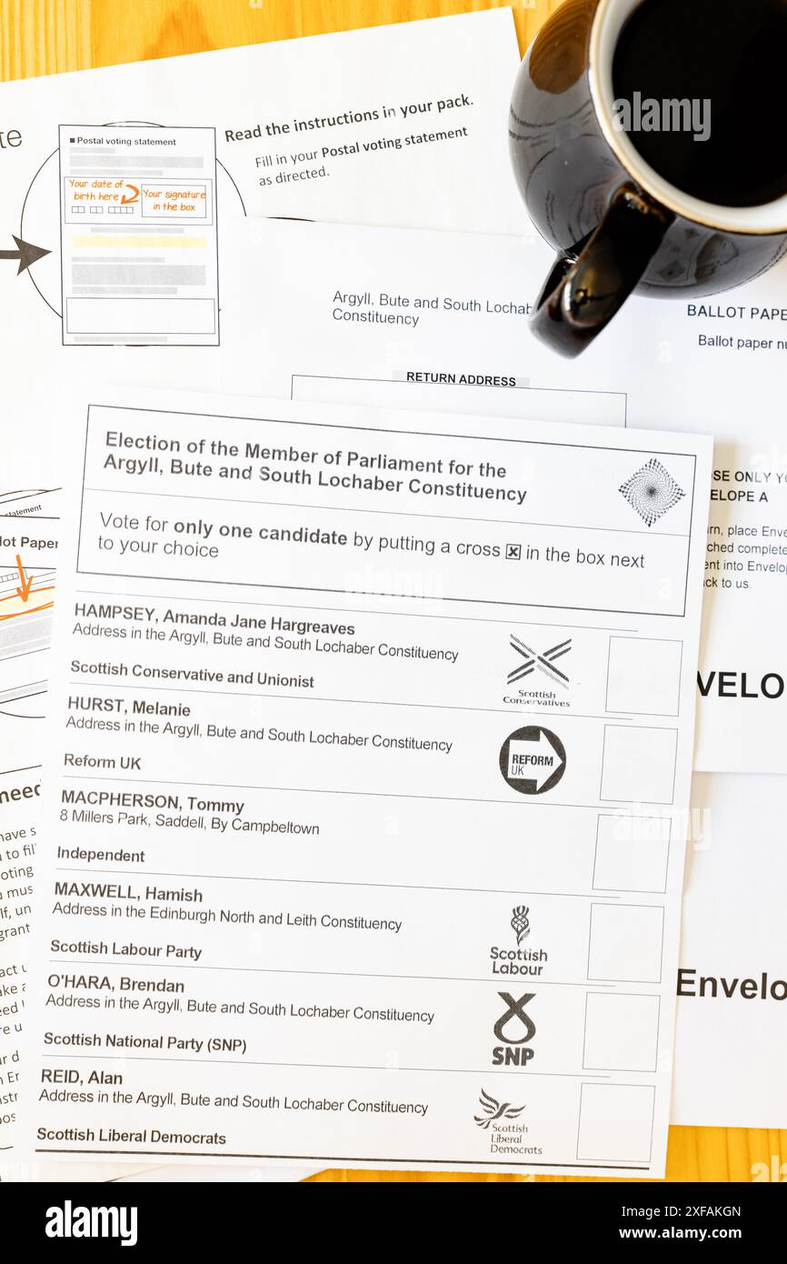 Postal voting statement or ballot paper for Argyll, Bute and South ...