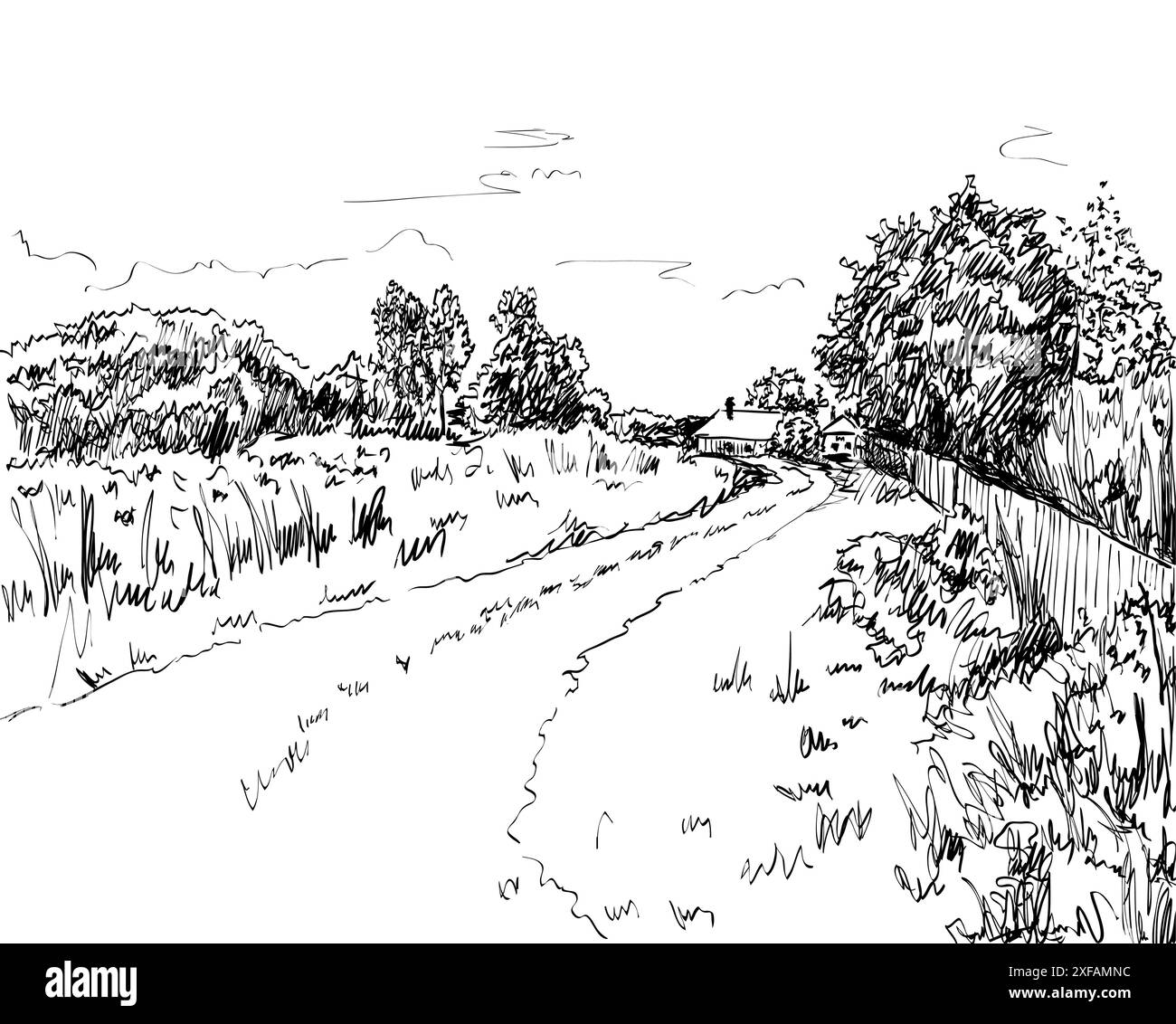 Summer house country road Black and White Stock Photos & Images - Alamy