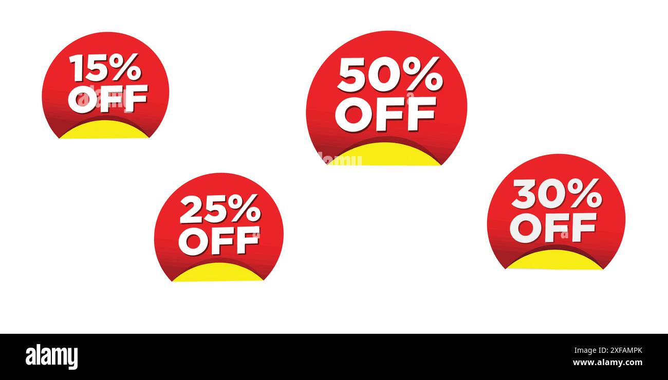 Set Discount Red Peel Off Sticker. isolated white background Stock ...