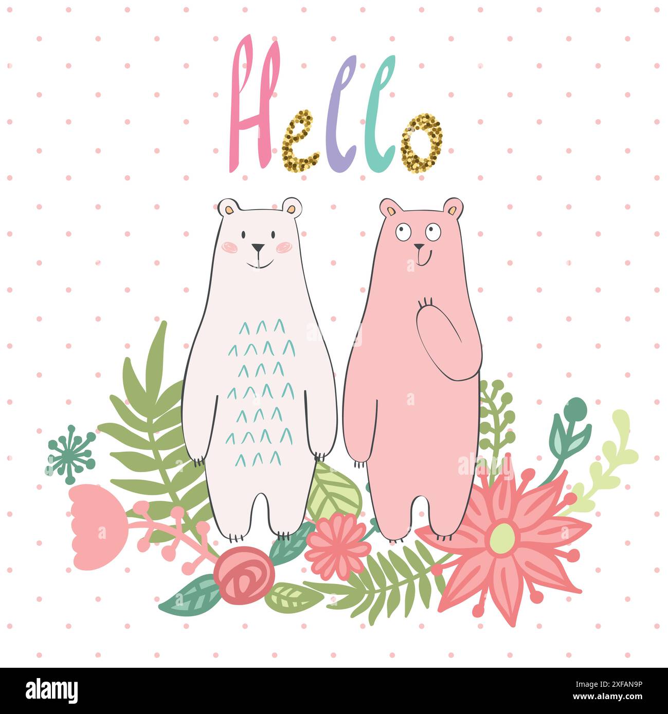 Hello. Greeting card with bears in vector Stock Vector Image & Art - Alamy