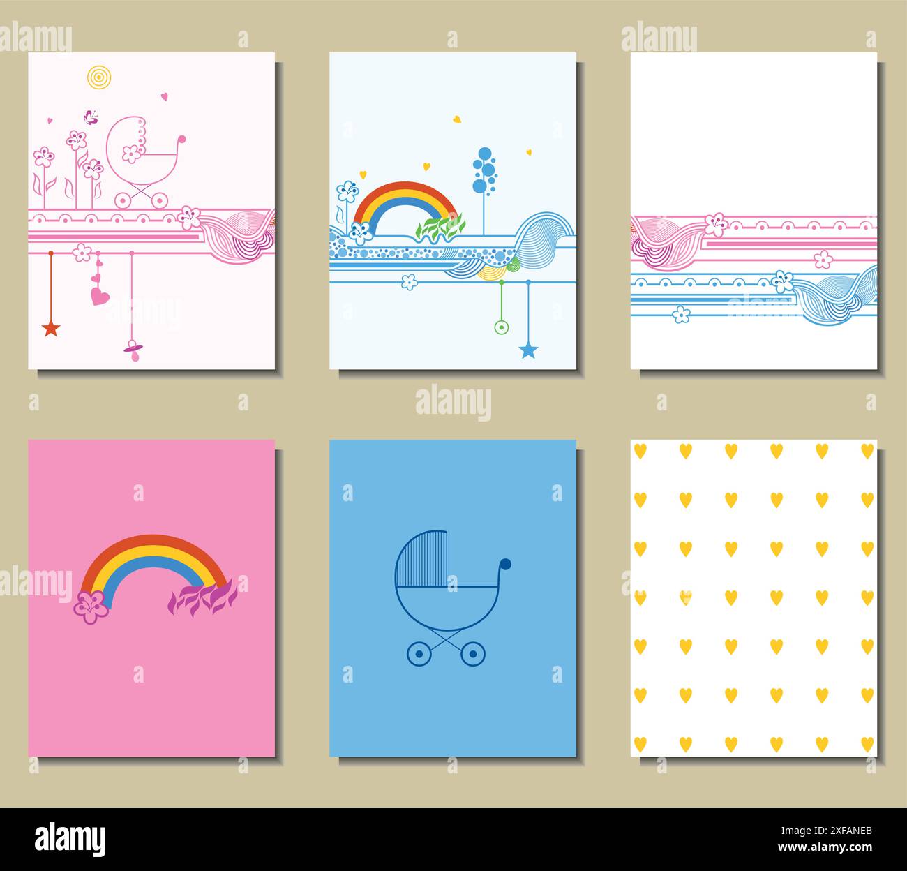 Set of cute creative cards with baby elements Stock Vector Image & Art ...