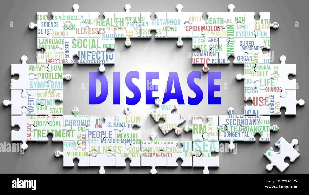 Disease being a complex subject, related to other important topics Stock Photo - Alamy