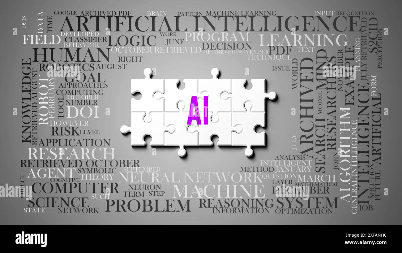 Ai As A Complex Subject Related To Important Topics Spreading Around As A Word Cloud Stock