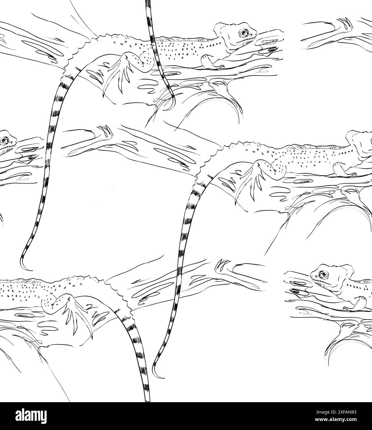 vector sketch of a lizard. Seamless pattern Stock Vector Image & Art ...