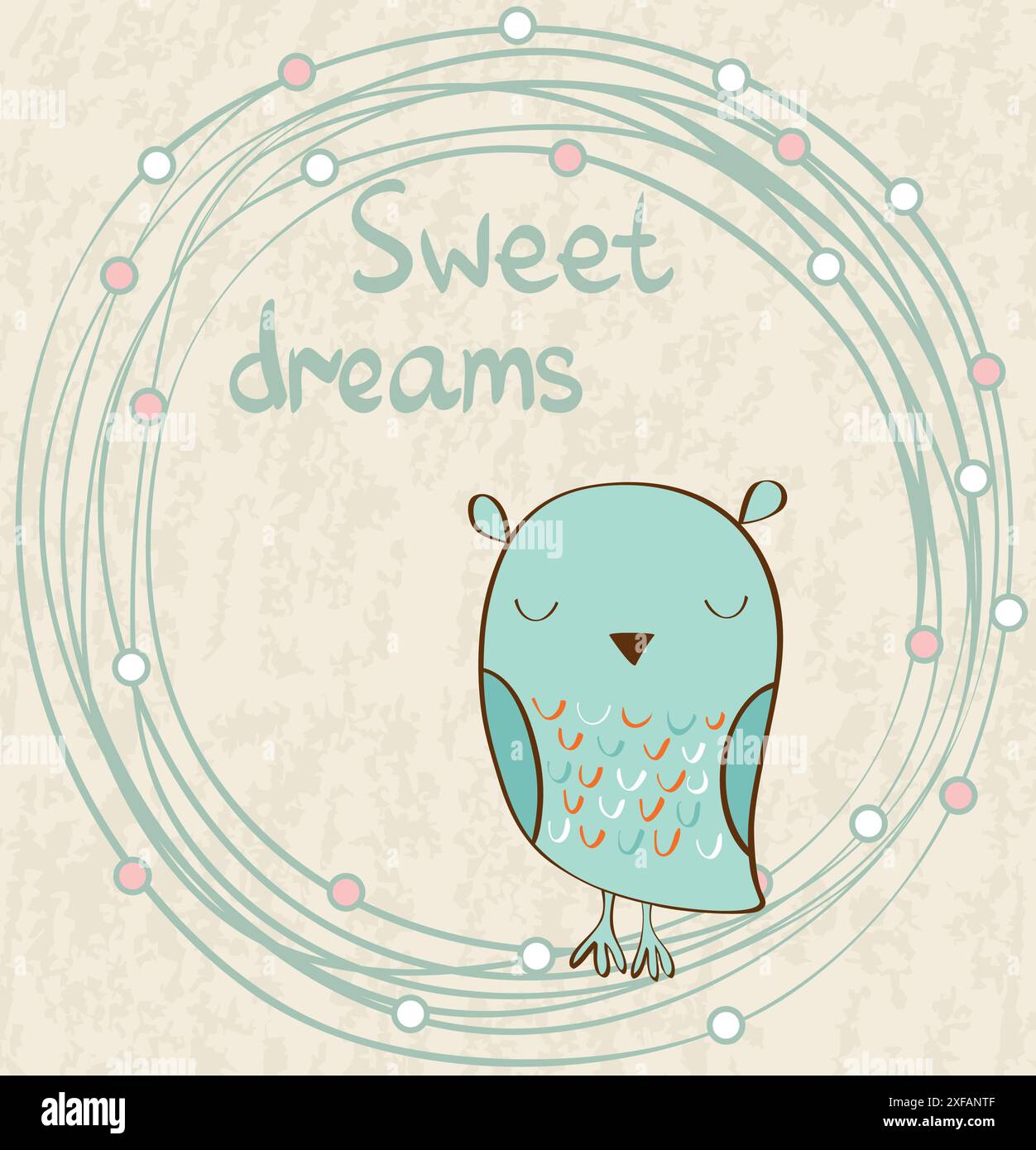Cartoon Sleeping owl. Cute Hand Drawn illustration Stock Vector Image ...