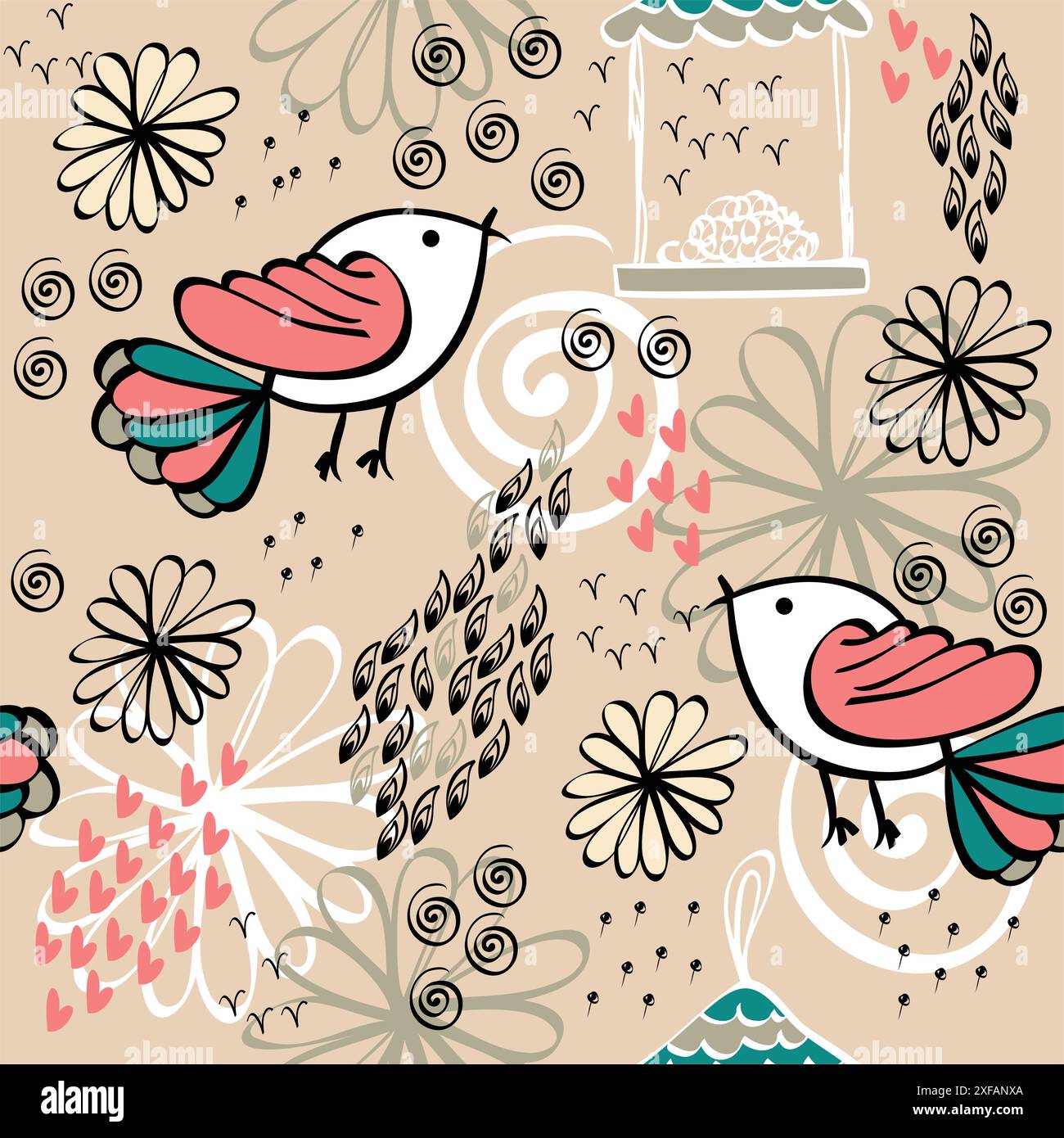 Vector seamless pattern with birds Stock Vector Image & Art - Alamy