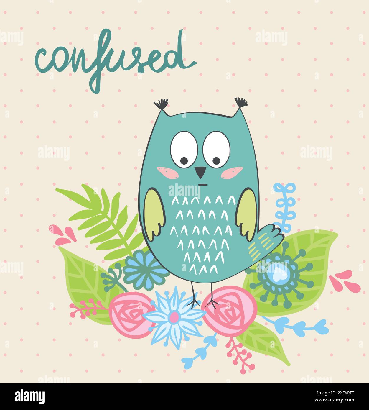 vector illustration of a cartoon owl. Confusion Stock Vector Image ...