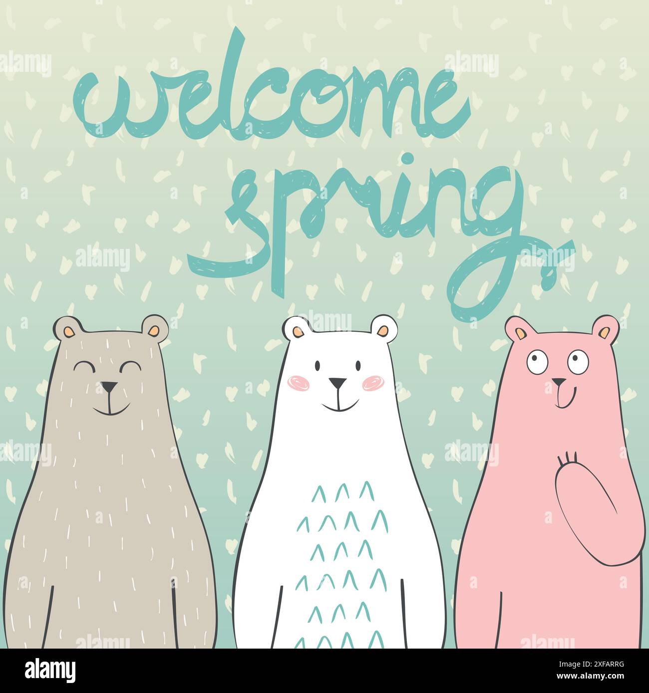 welcome spring. Greeting card with bears in vector Stock Vector Image ...