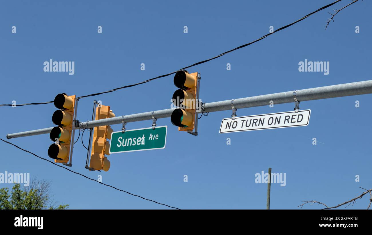 sunset avenue no turn on red sign on street in asbury park new jersey ...