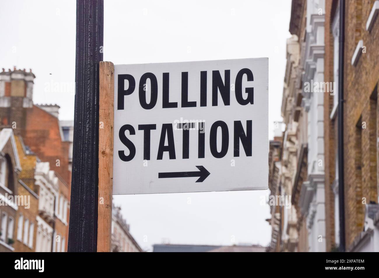 London, UK. 2nd July 2024. A Polling Station sign in Central London ...