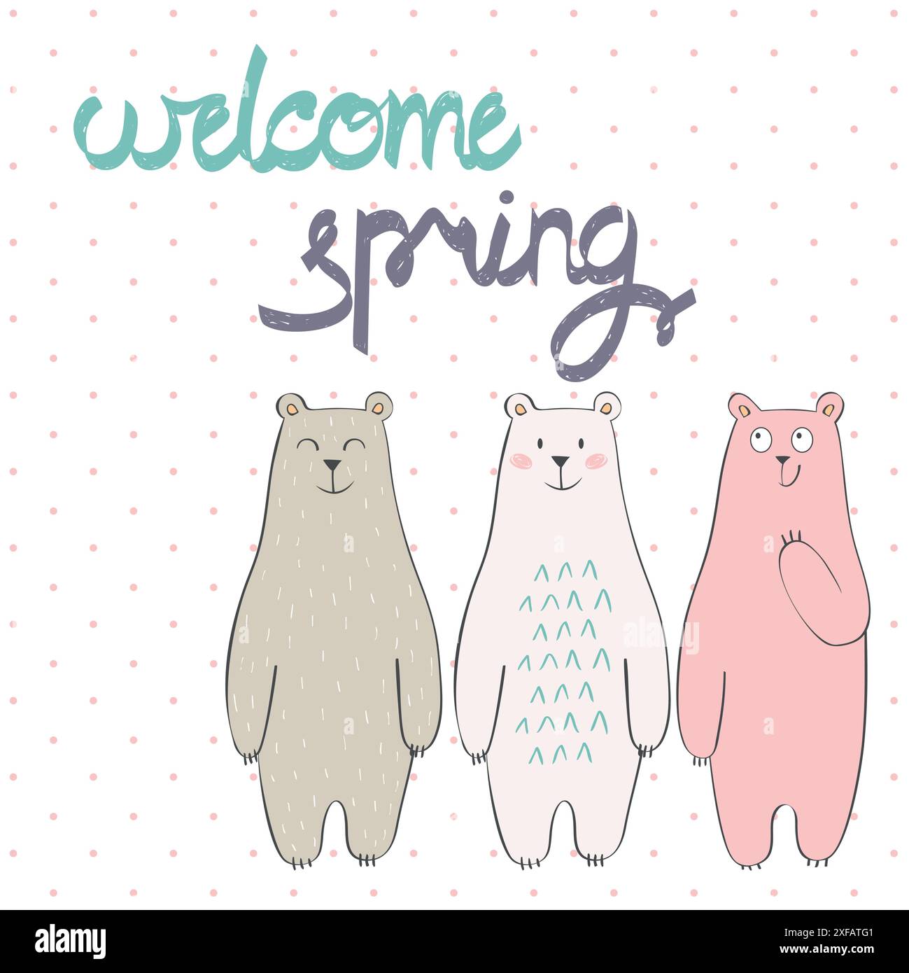 welcome spring. Greeting card with bears in vector Stock Vector Image ...