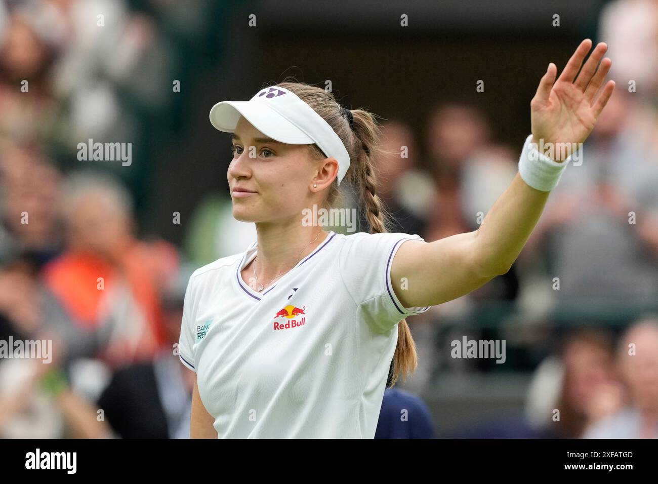 Elena Rybakina of Kazakhstan waves after defeating Elena-Gabriela Ruse ...