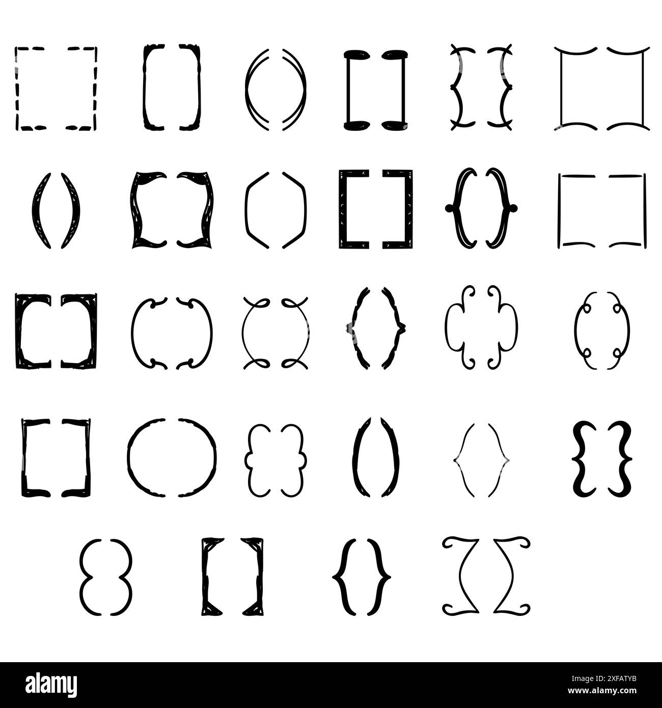 Set of braces. Vector hand drawn illustration Stock Vector Image & Art ...