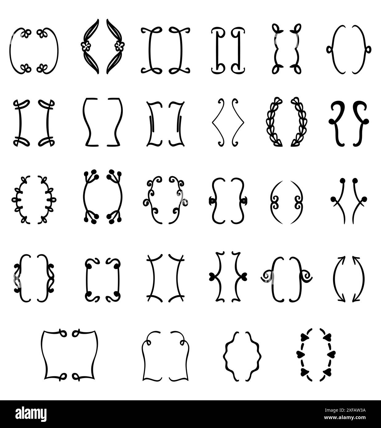 Set of braces. Vector hand drawn illustration Stock Vector Image & Art ...