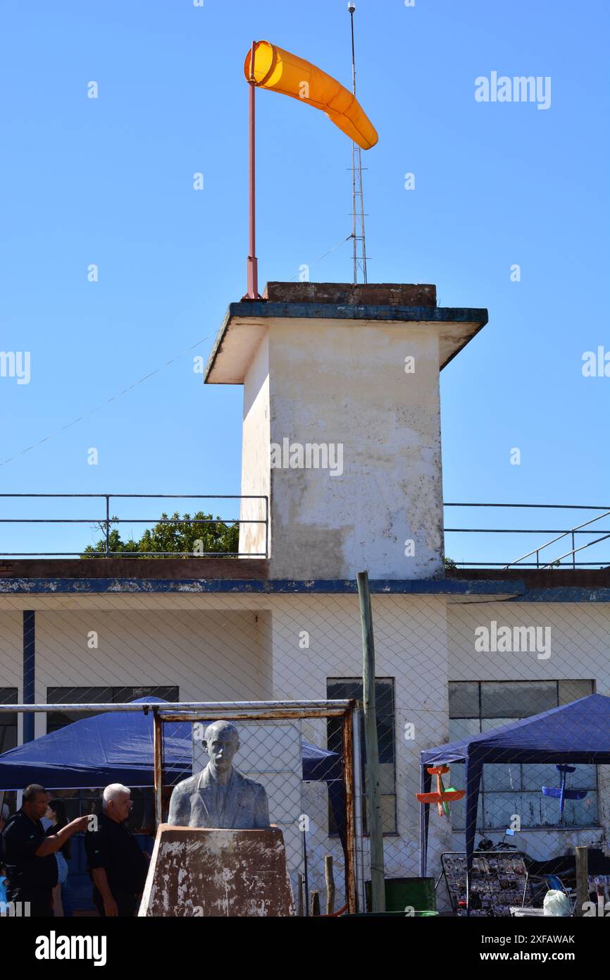 Control tower with windsock at the top of the building Stock Photo - Alamy