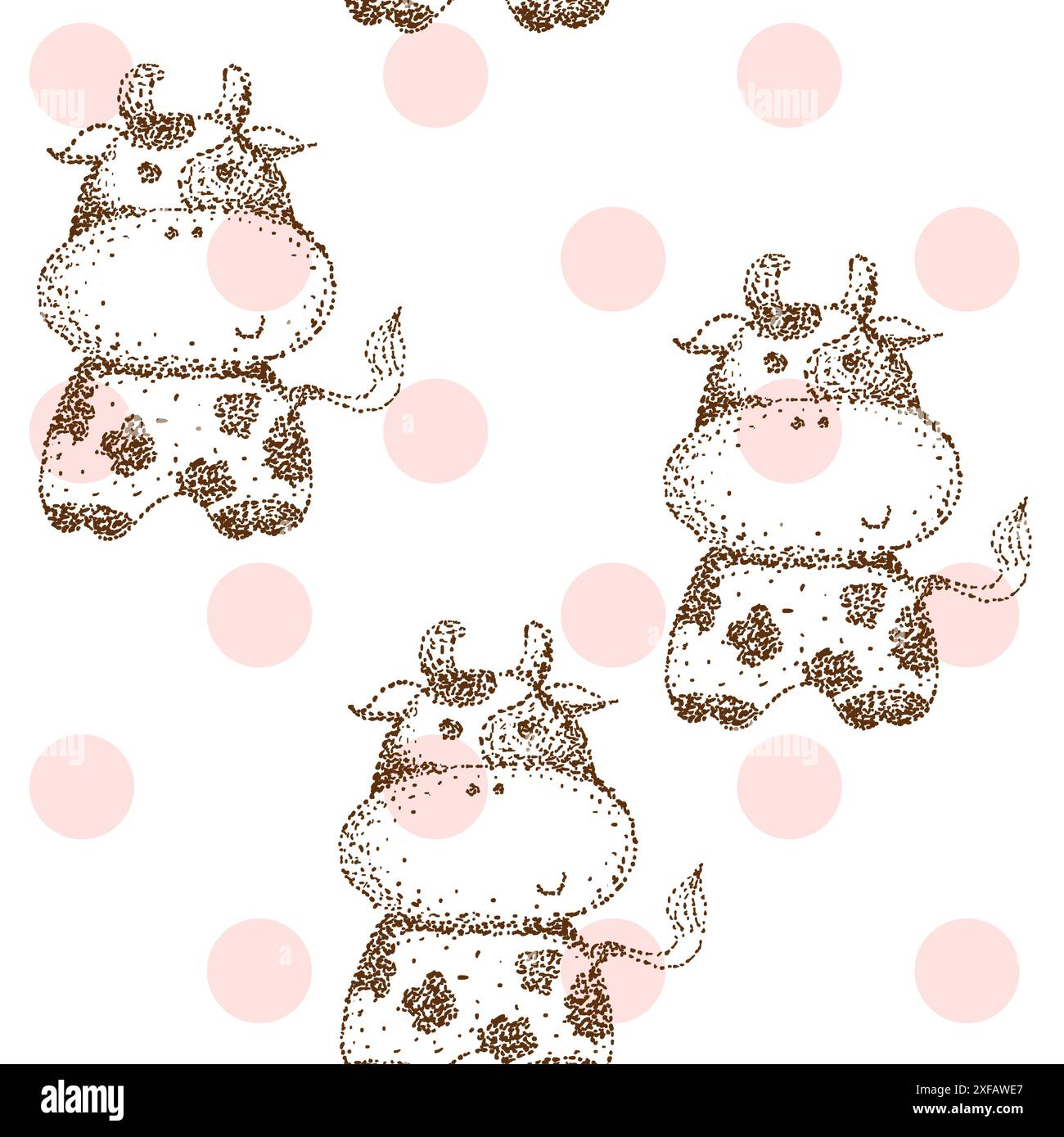 vector art seamless pattern with cartoon cows Stock Vector Image & Art ...