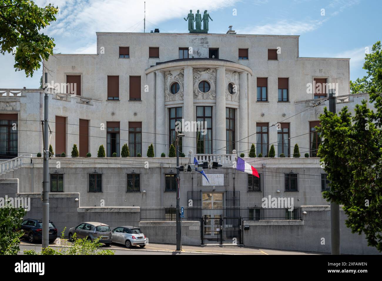 Building of the Embassy of France in Belgrade, capital of Serbia, on 25 ...