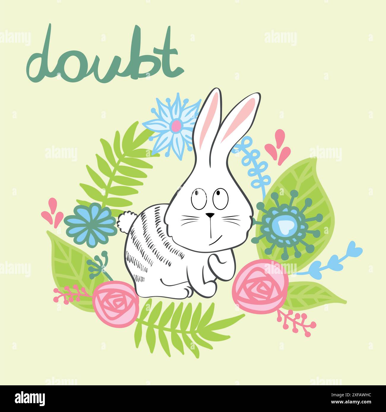 vector illustration of a cartoon bunny in doubt Stock Vector Image ...