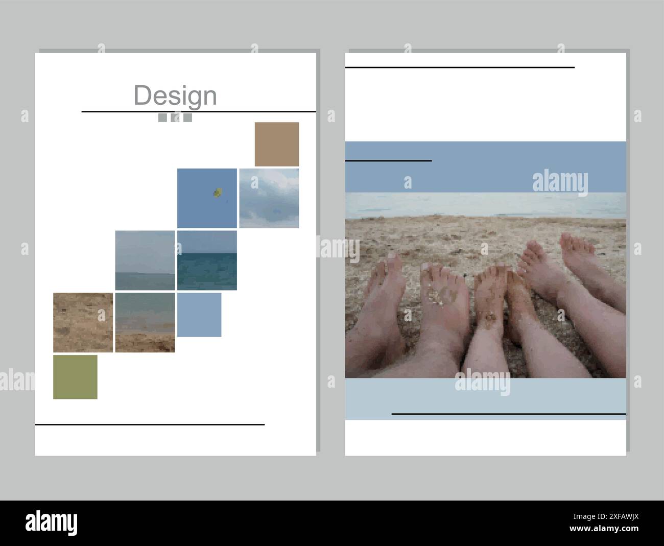 Vector brochure cover templates with sea view in pixels. Business ...