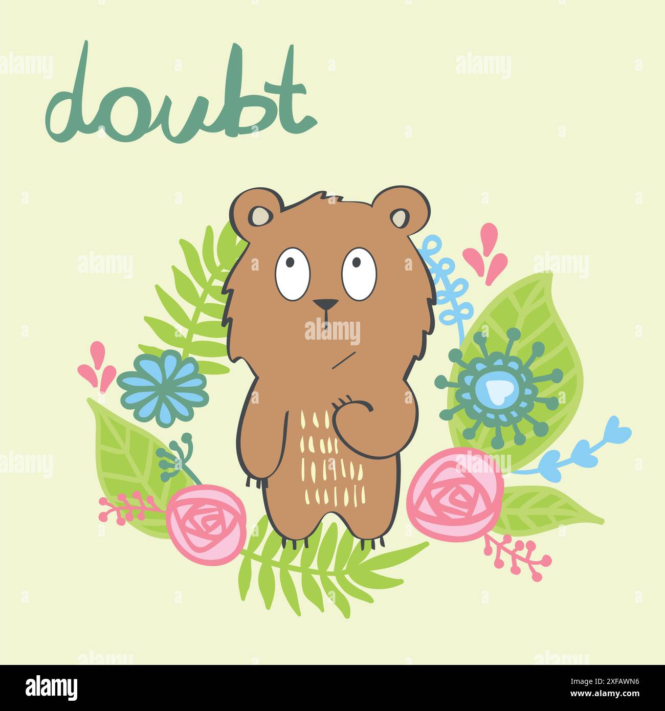 vector illustration of a cartoon bear in doubt Stock Vector Image & Art ...
