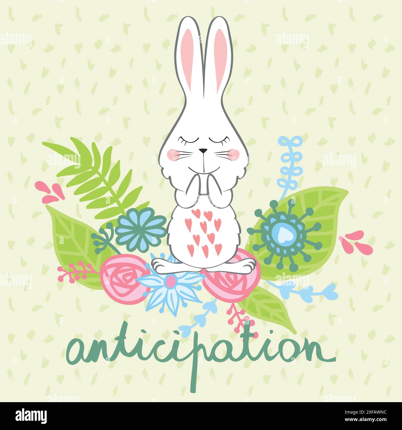vector illustration of a cartoon happy bunny. Anticipation Stock Vector ...