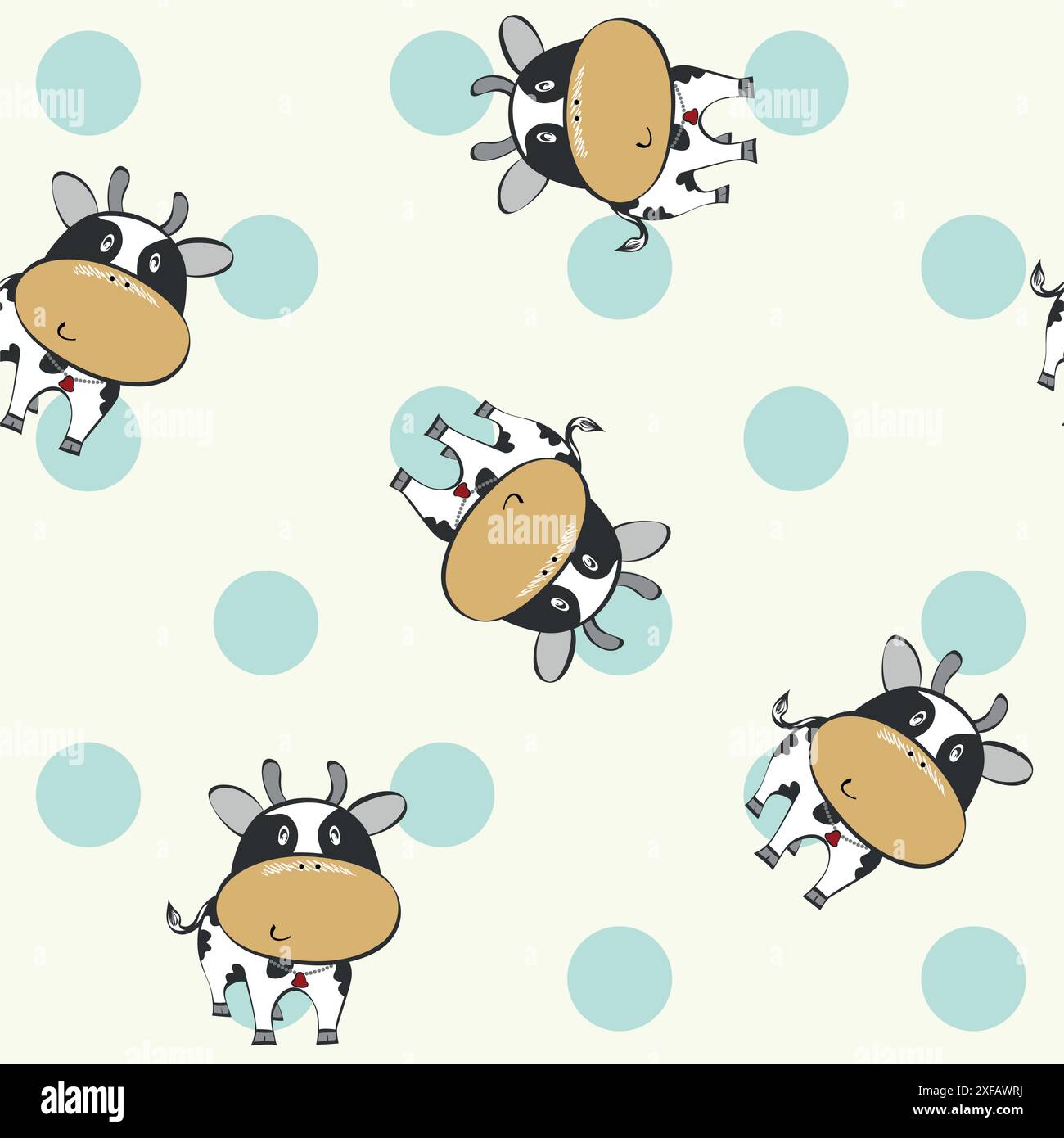 vector art seamless pattern with cartoon cows Stock Vector Image & Art ...