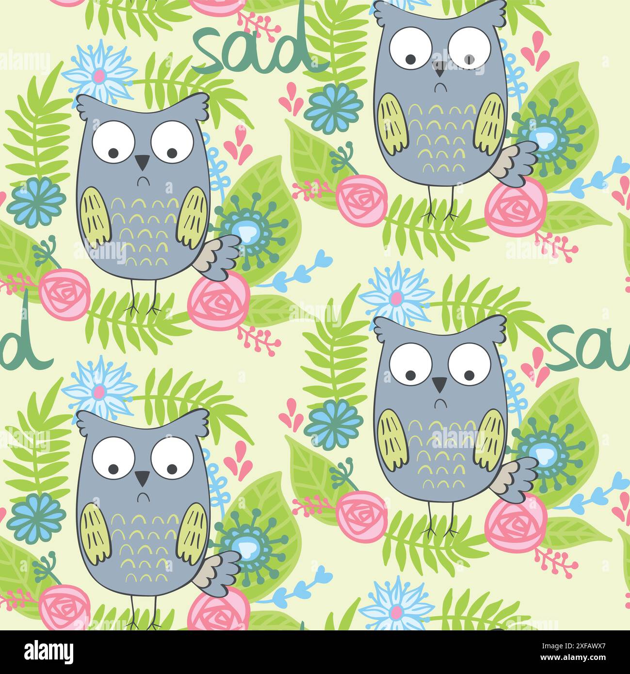 vector illustration of a cartoon sad owl Stock Vector Image & Art - Alamy