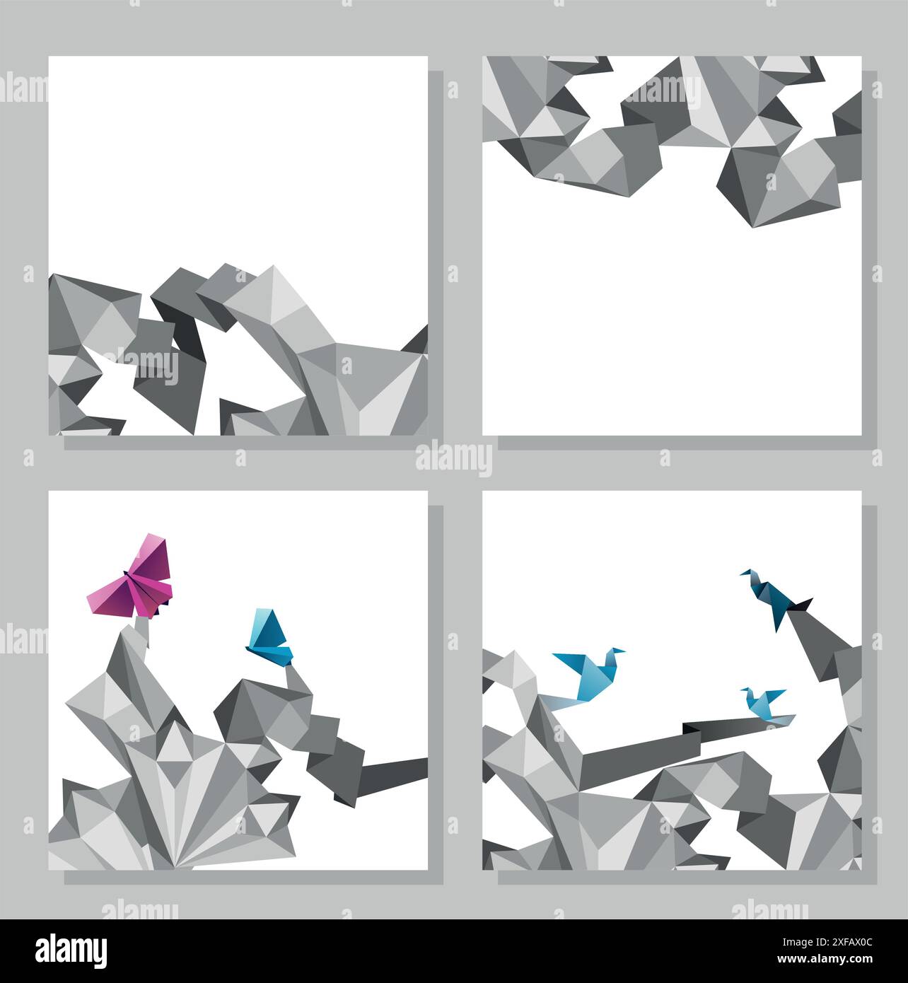 Vector abstract origami cards, geometric modern template Stock Vector ...
