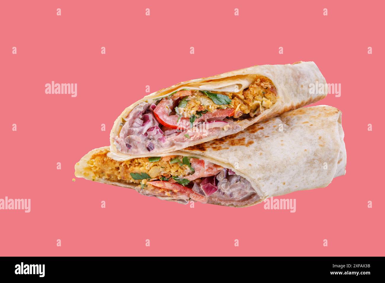 doner with meat on a red background 1 Stock Photo - Alamy