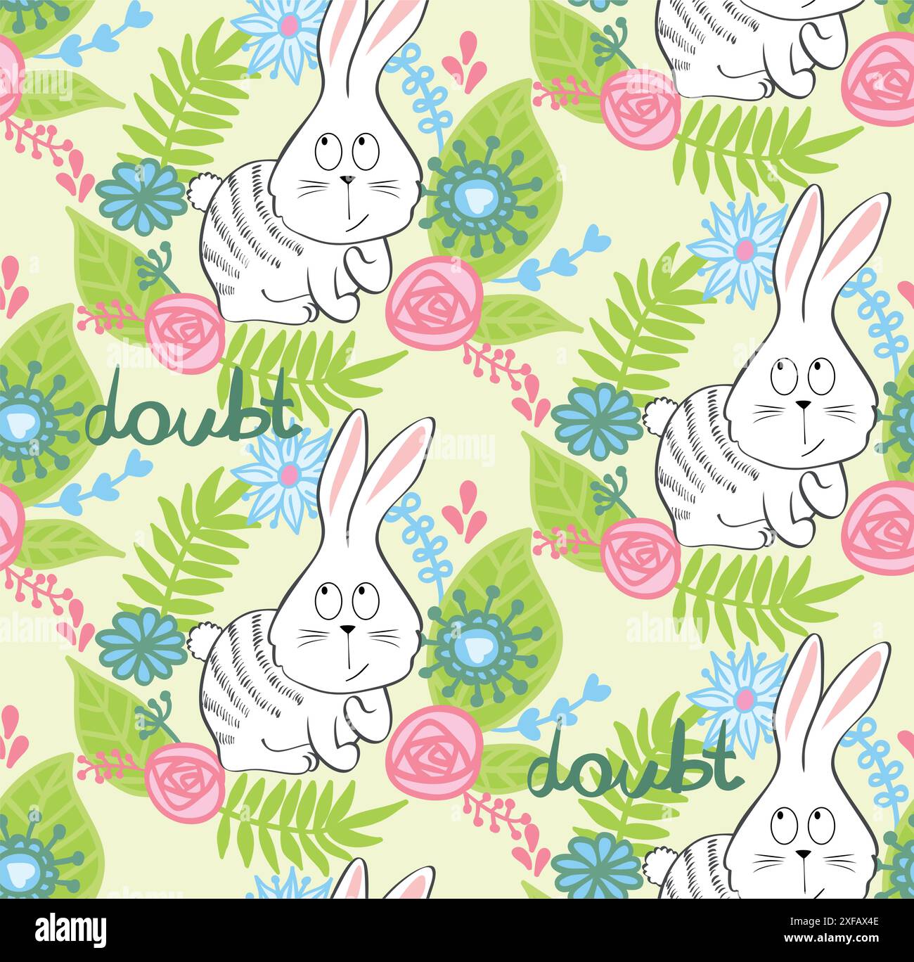 vector illustration of a cartoon bunny in doubt Stock Vector Image ...