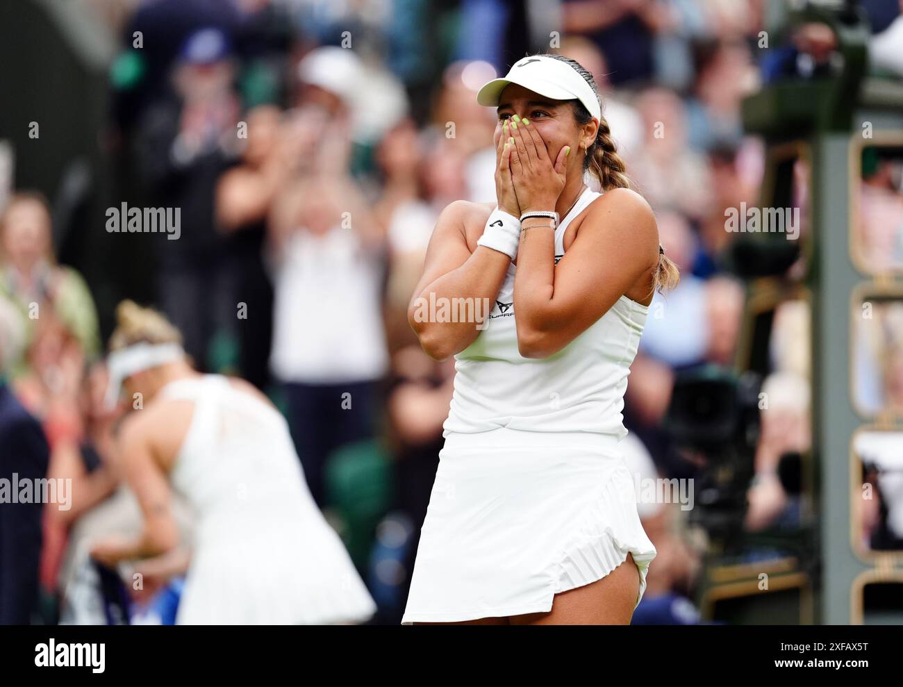 Jessica Bouzas Maneiro celebrates following her victory over Marketa ...