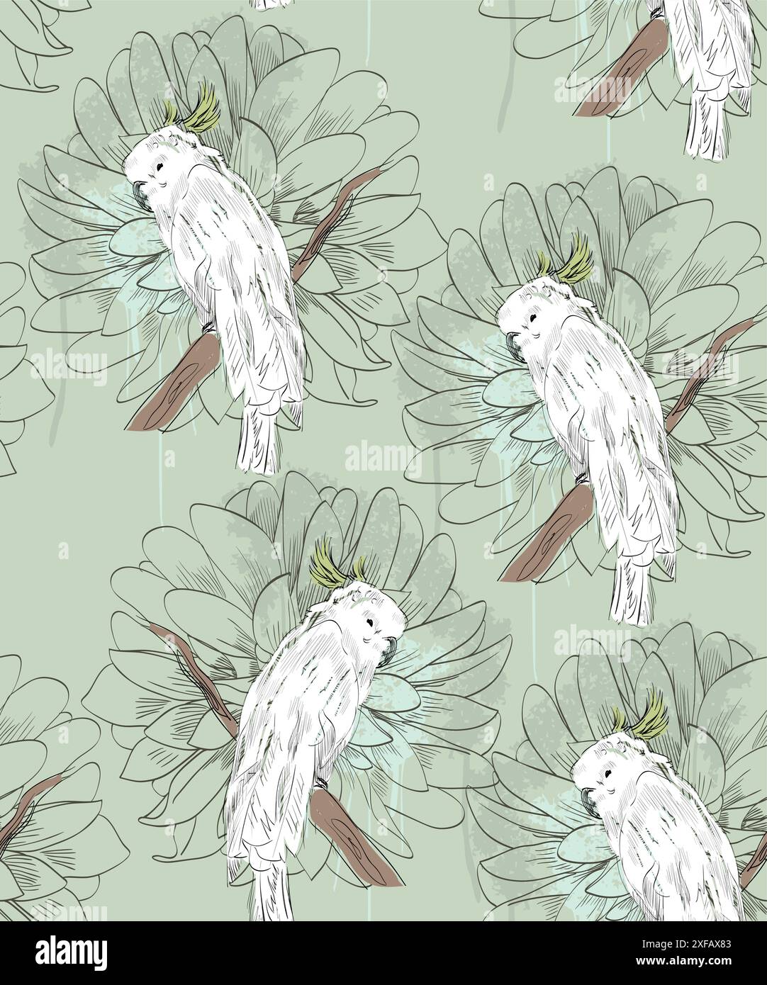 Vector sketch of a parrot with flowers. Hand drawn illustration Stock ...