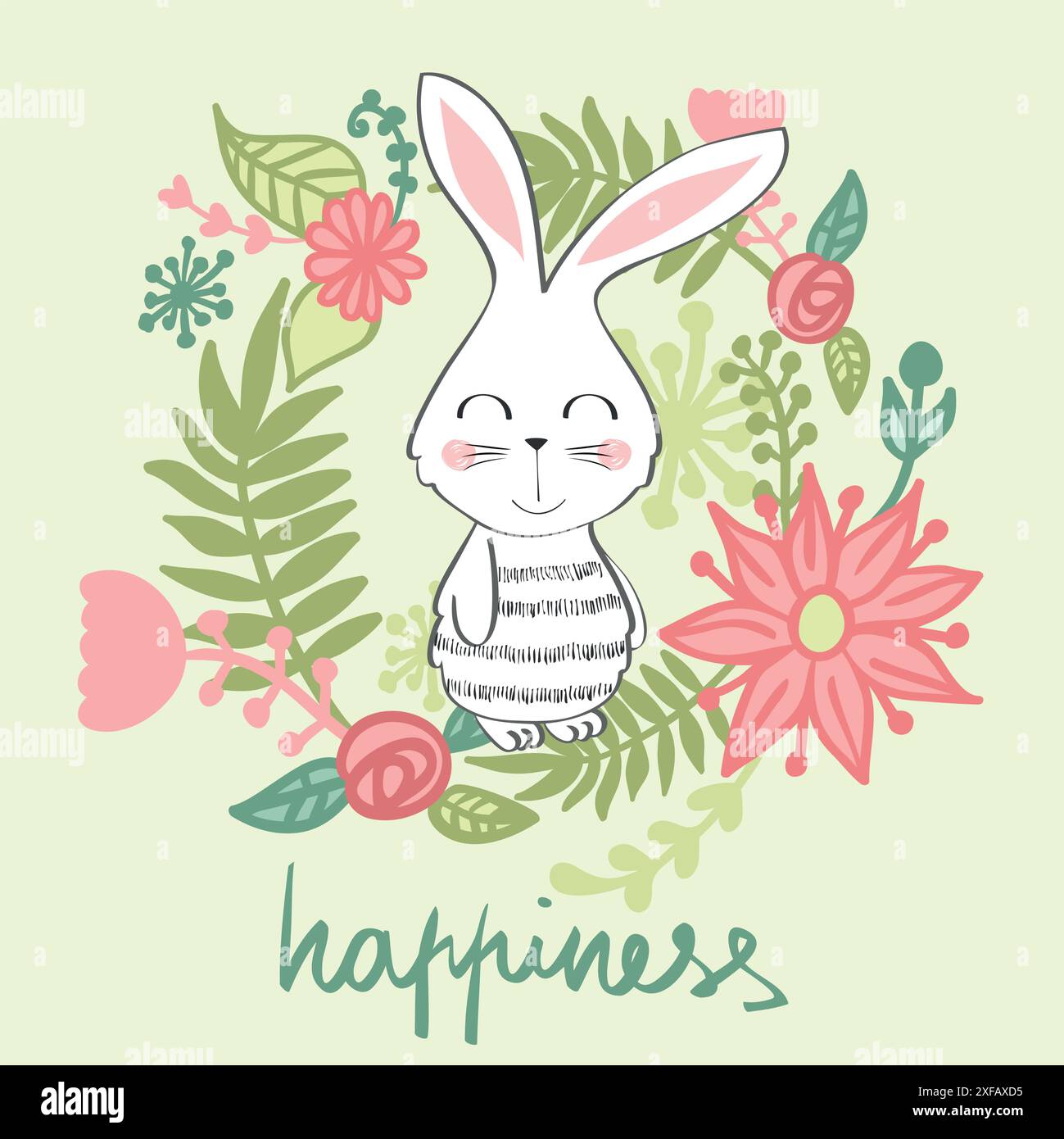 vector illustration of a cartoon happy bunny Stock Vector Image & Art ...