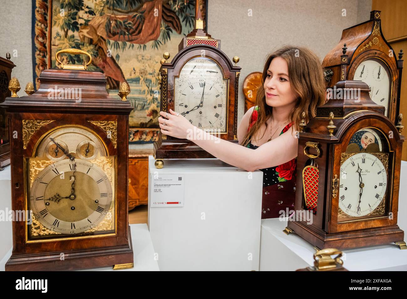 London, UK. 2nd July, 2024. Various clocks including A late 18th ...