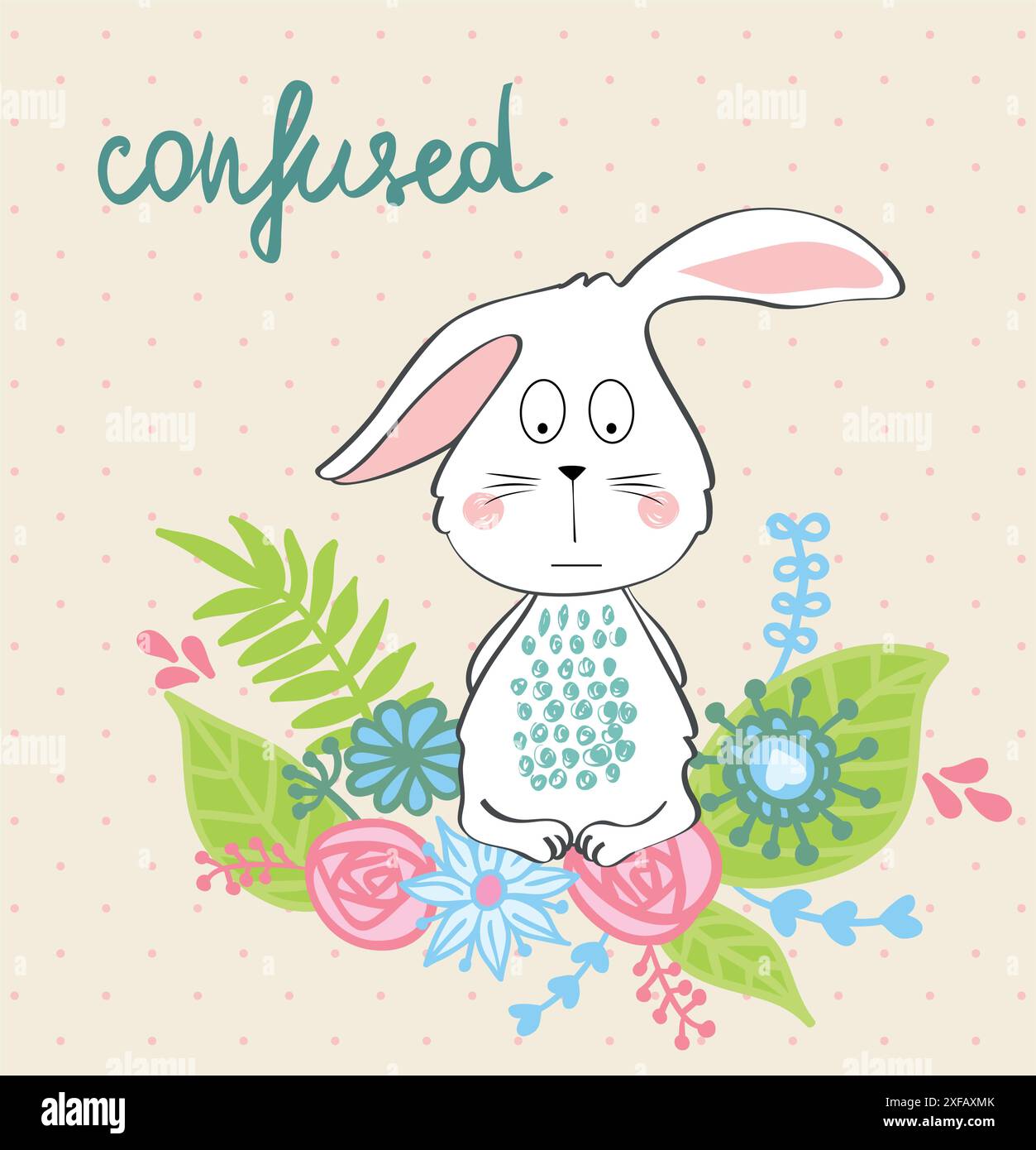 Confused. Vector illustration of a cartoon bunny Stock Vector Image ...
