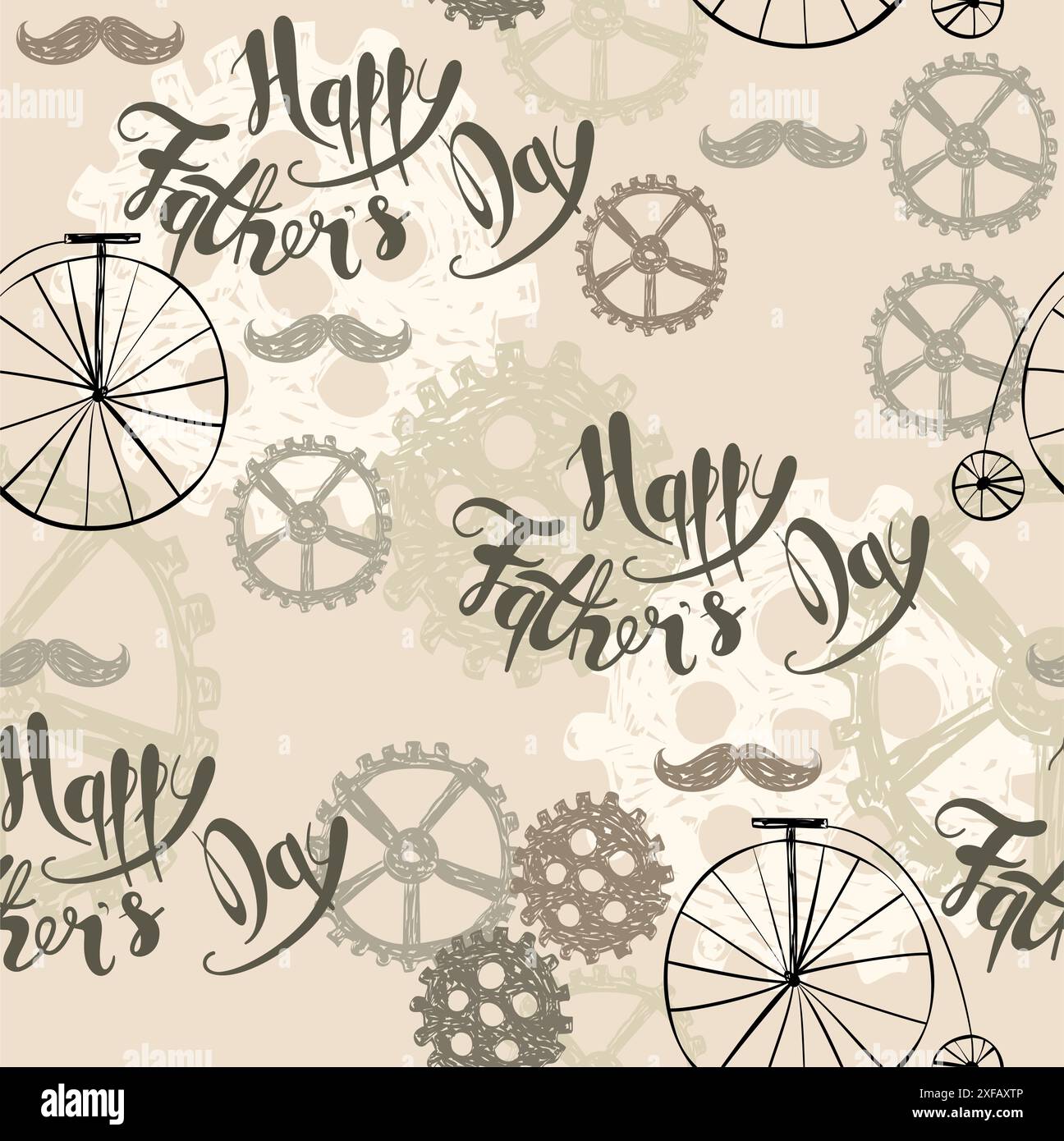 Happy fathers day. Hand drawn seamless pattern Stock Vector Image & Art ...