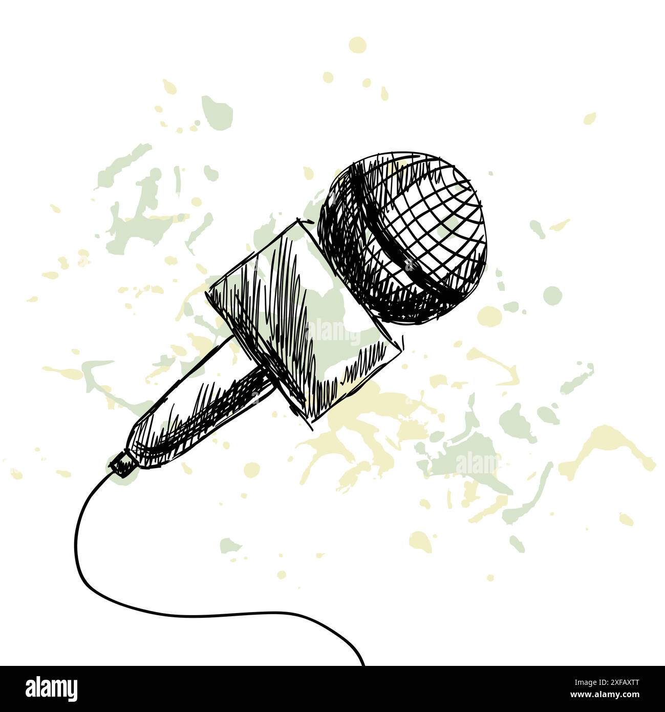 news report microphone on a white background with blots Stock Vector ...