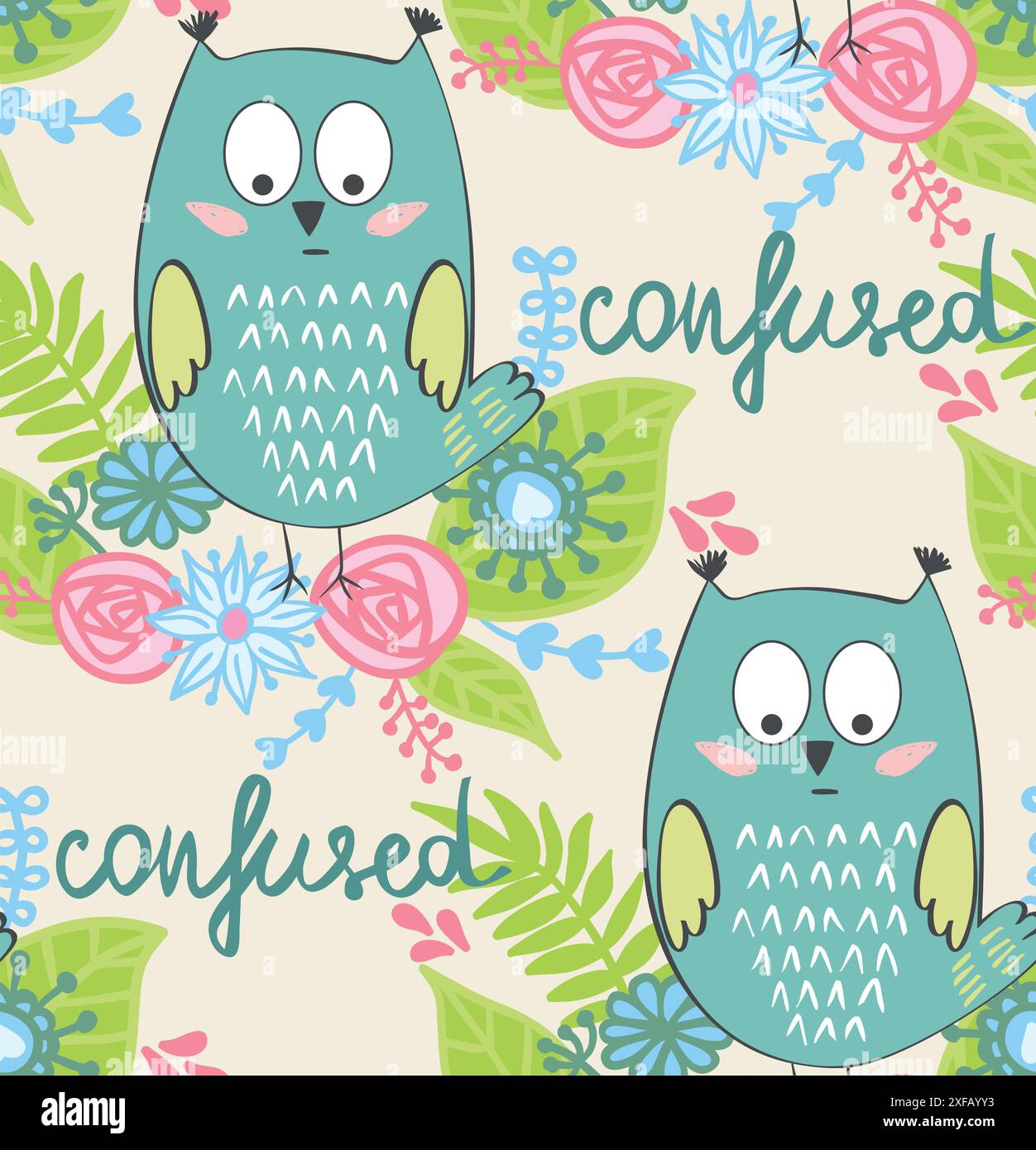 vector illustration of a cartoon owl. Confusion Stock Vector Image ...
