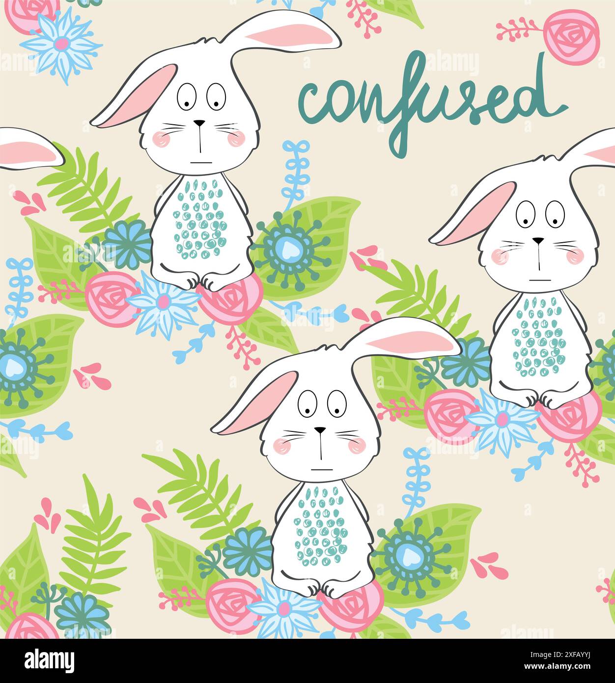 Confused. Vector illustration of a cartoon bunny Stock Vector Image ...